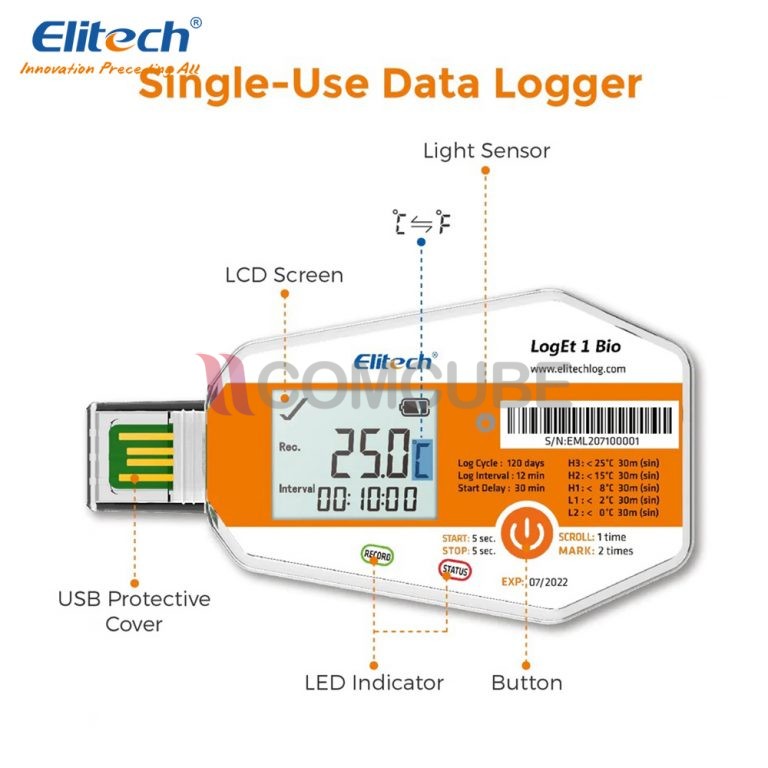 เครื่องบันทึกอุณหภูมิ Data Logger Elitech logEt 1 Bio (Single Use)